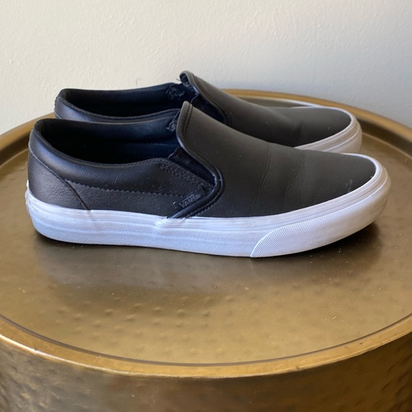 Vans | Shoes | Vans Classic Core Slipon Sneakers Leather Slides Black ...